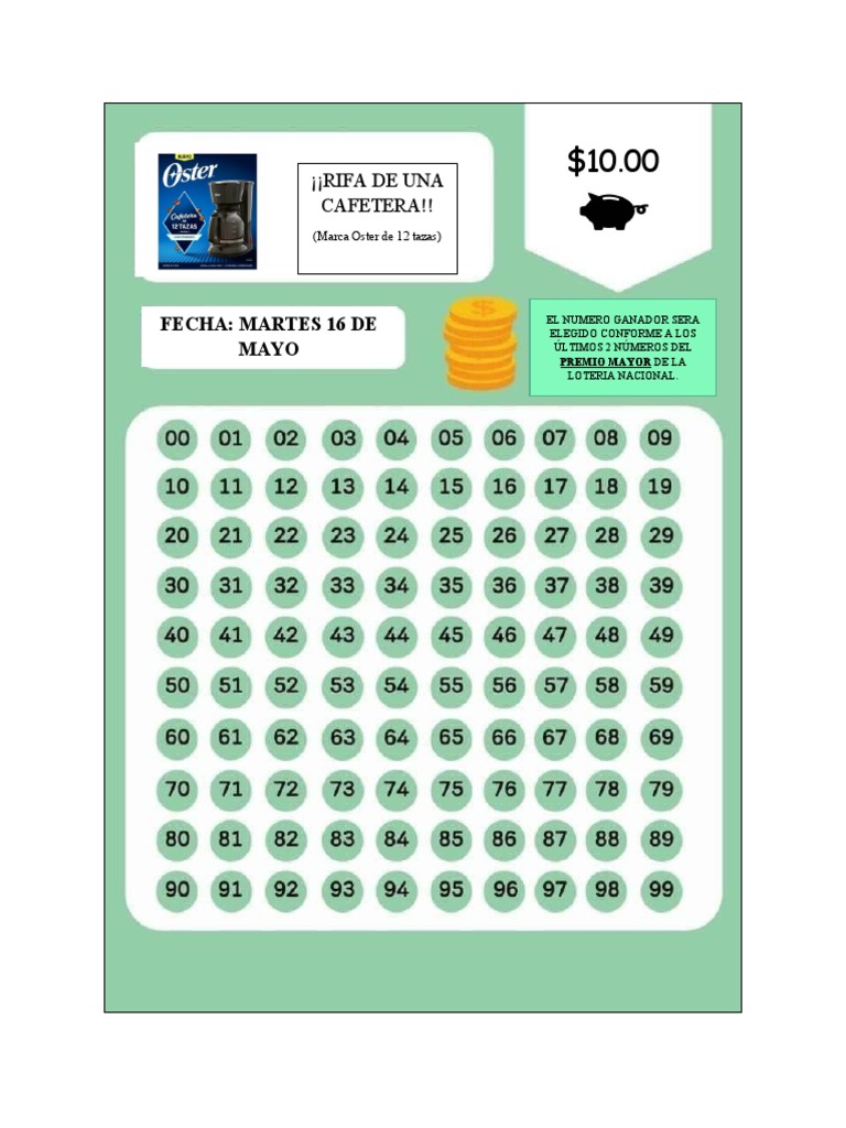 Rifa de Cafetera: Lotería Nacional 16 de Mayo | PDF