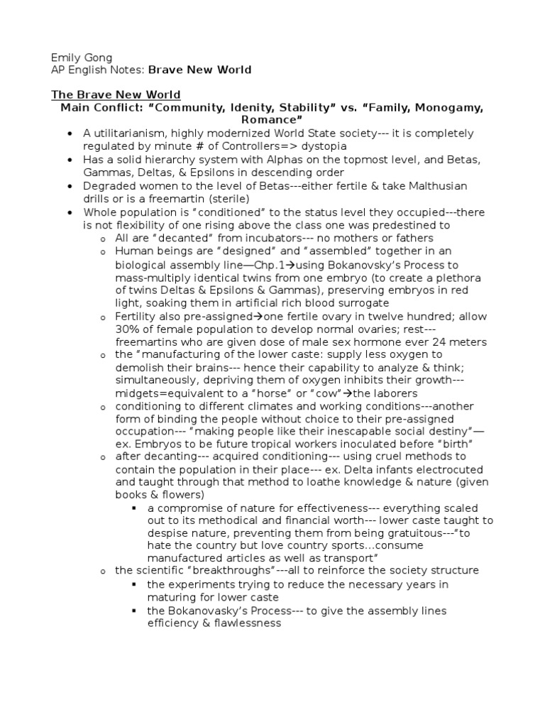 Brave New World Notes | PDF