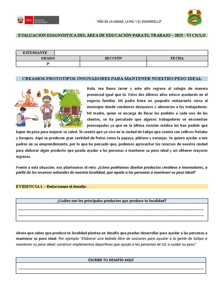 Evaluación Diagnóstica Ept - 2° | PDF Evaluación Diagnóstica Ept - 2° | PDF