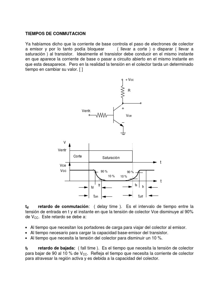 Tiempos de Conmutacion | PDF | Transistor de unión bipolar | Transistor