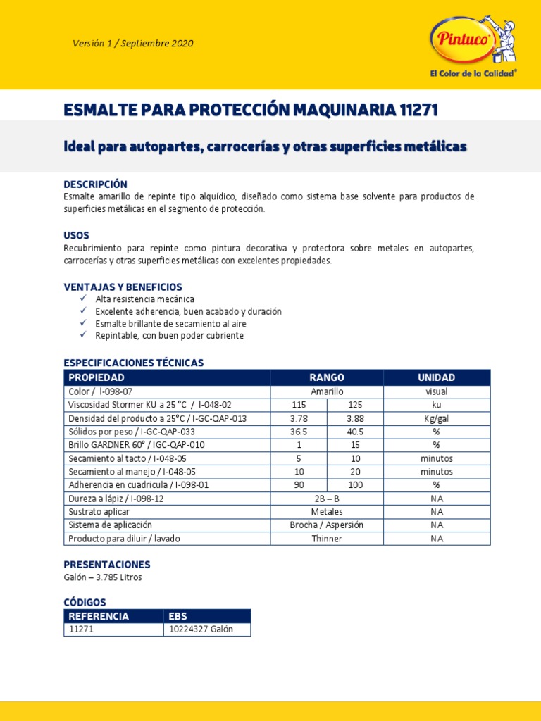 Esmalte para Proteccion Maquinaria 11271 | PDF
