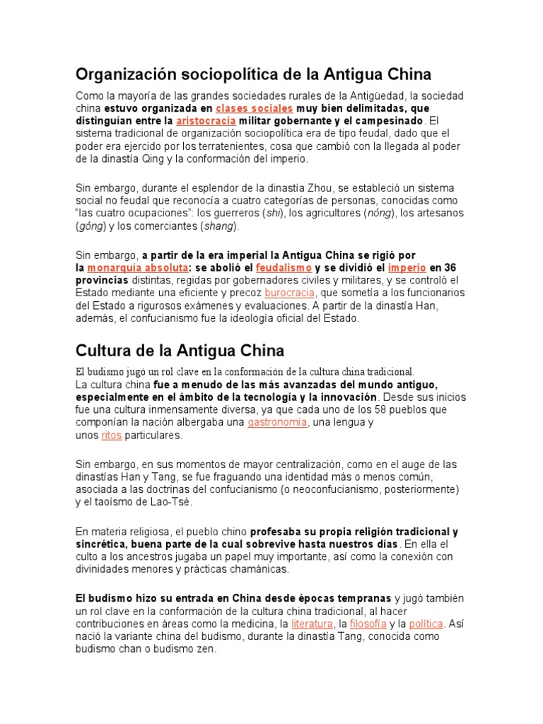Organización Sociopolítica de La Antigua China | PDF | Historia de ...