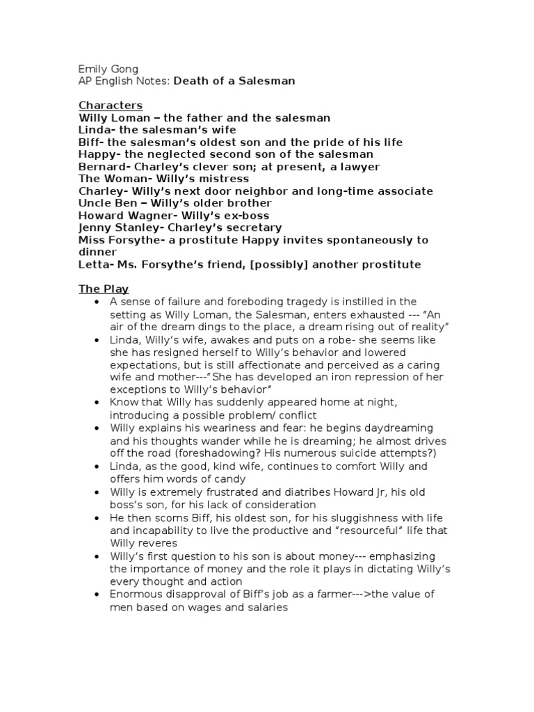 Death of A Salesman Notes | PDF