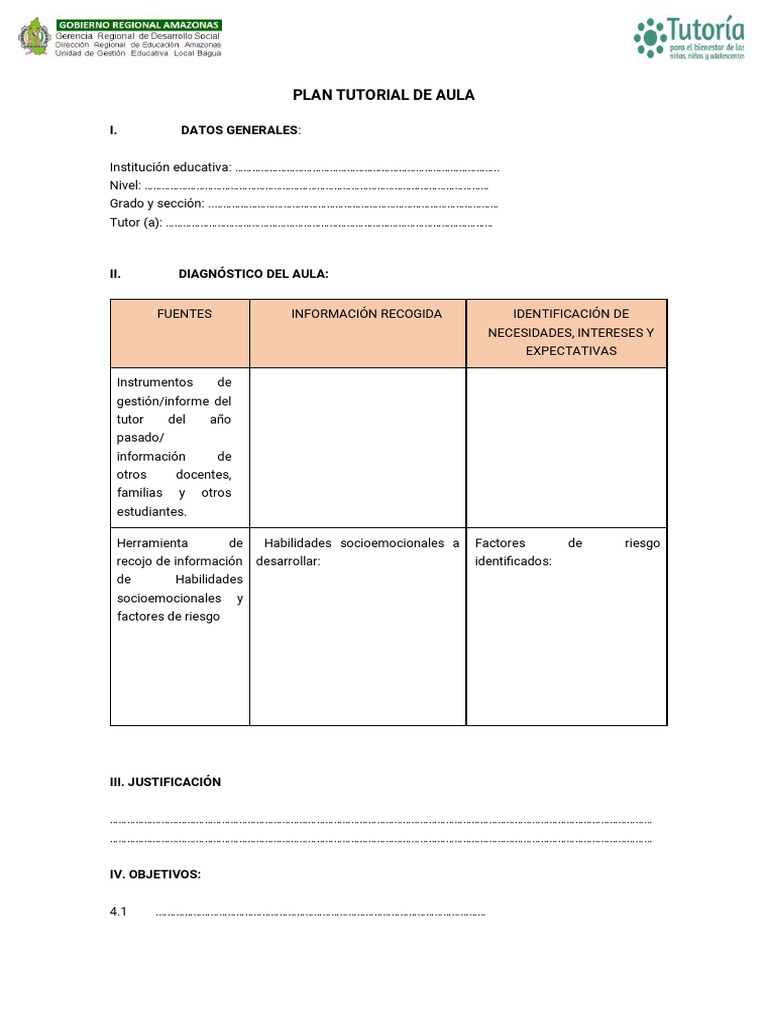 Plan de Tutoría Escolar 2023 | PDF | Salón de clases