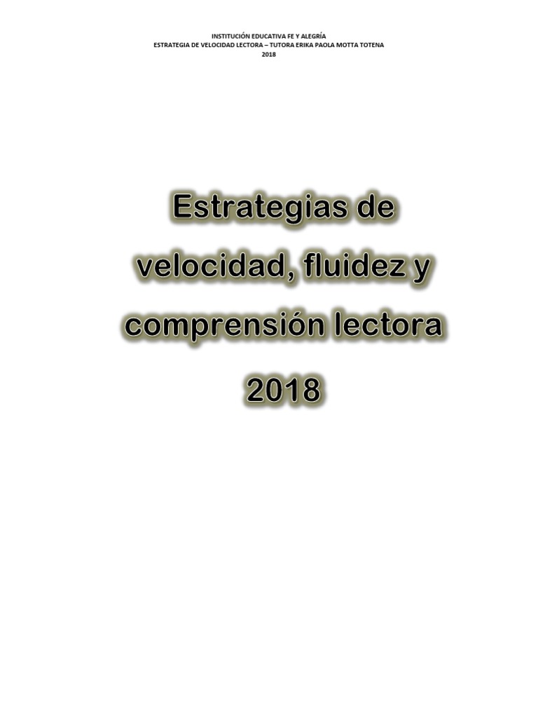 Estrategias Velocidad, Fluidez y Comprensión Lectora | PDF