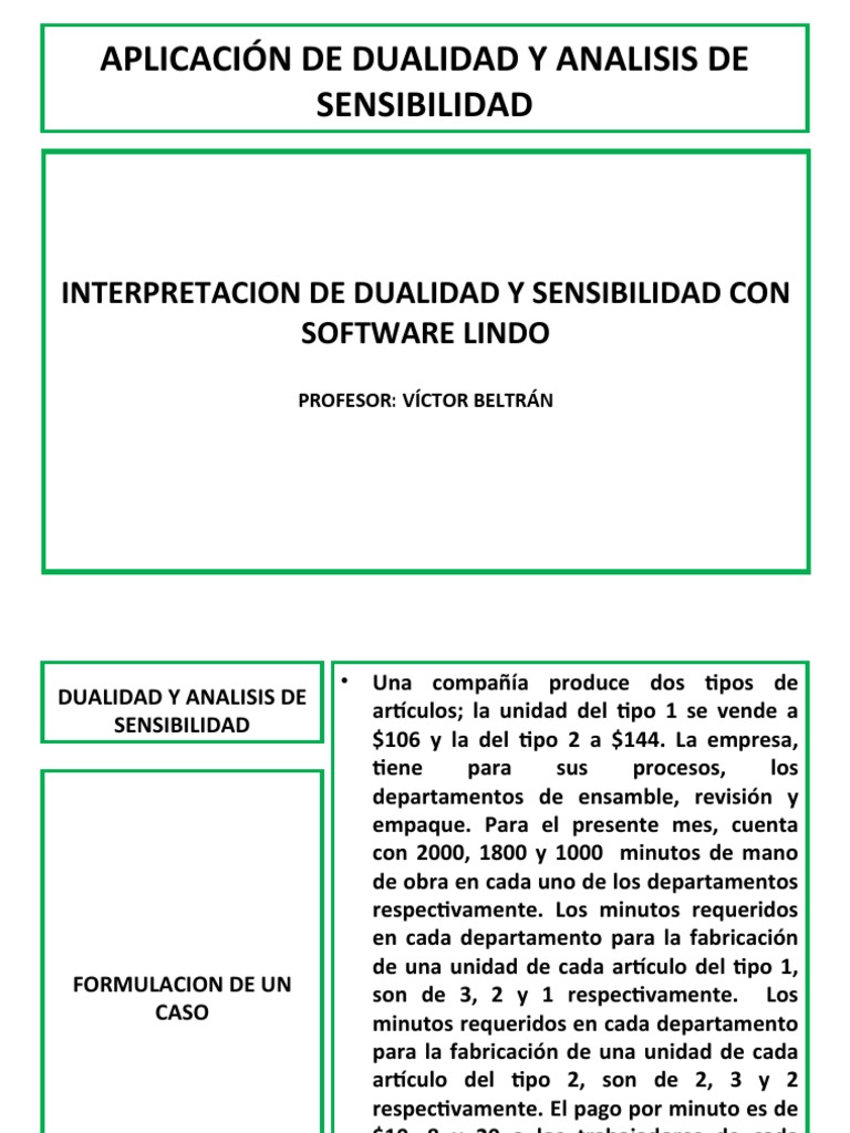 Caso Resuelto de Dualidad y Analisis de Sensibilidad Unmsm | PDF | Utilidad | Utilidad marginal