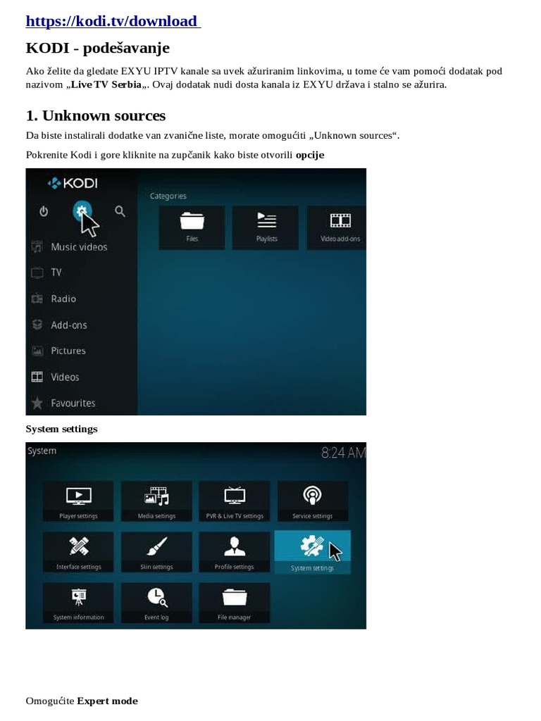 Kodi - Podesavanja | PDF