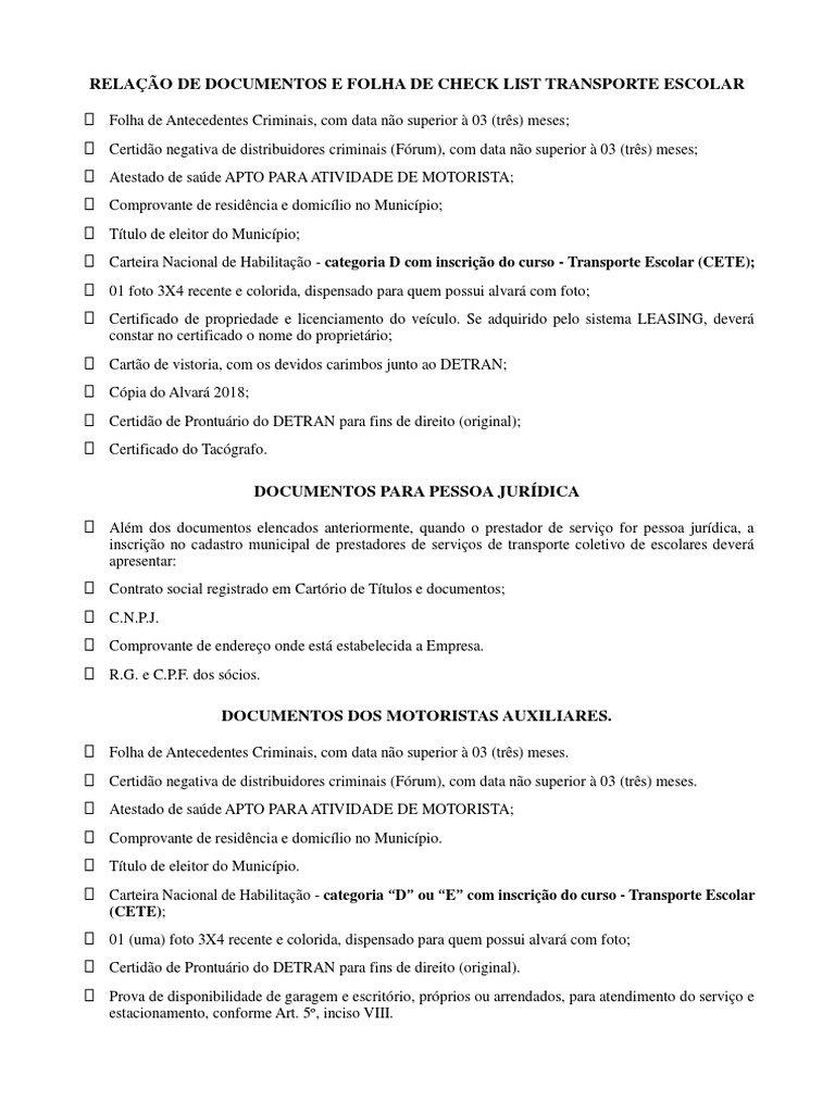 Check List Docs Escolar | PDF
