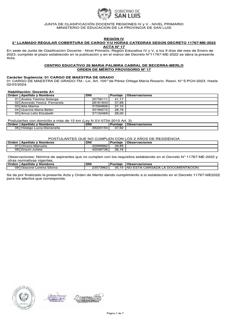 2o LLAMADO REGULAR 2023 PROVISORIO REG 4 PRIMARIA | PDF