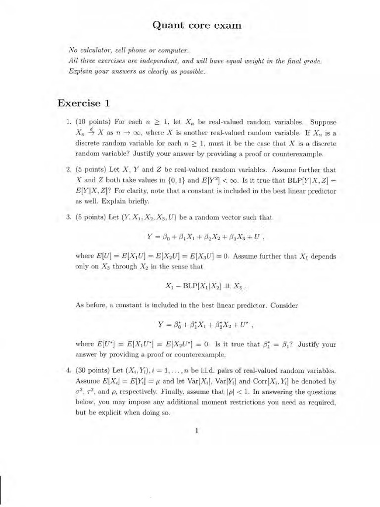 Quant Core 2020 exam breakdown | PDF | Statistics | Estimation Theory