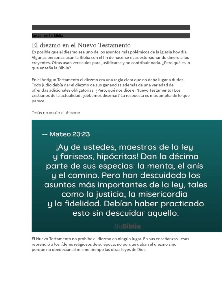 El Diezmo en El Nuevo Testamento | PDF | Diezmo | Abrahán