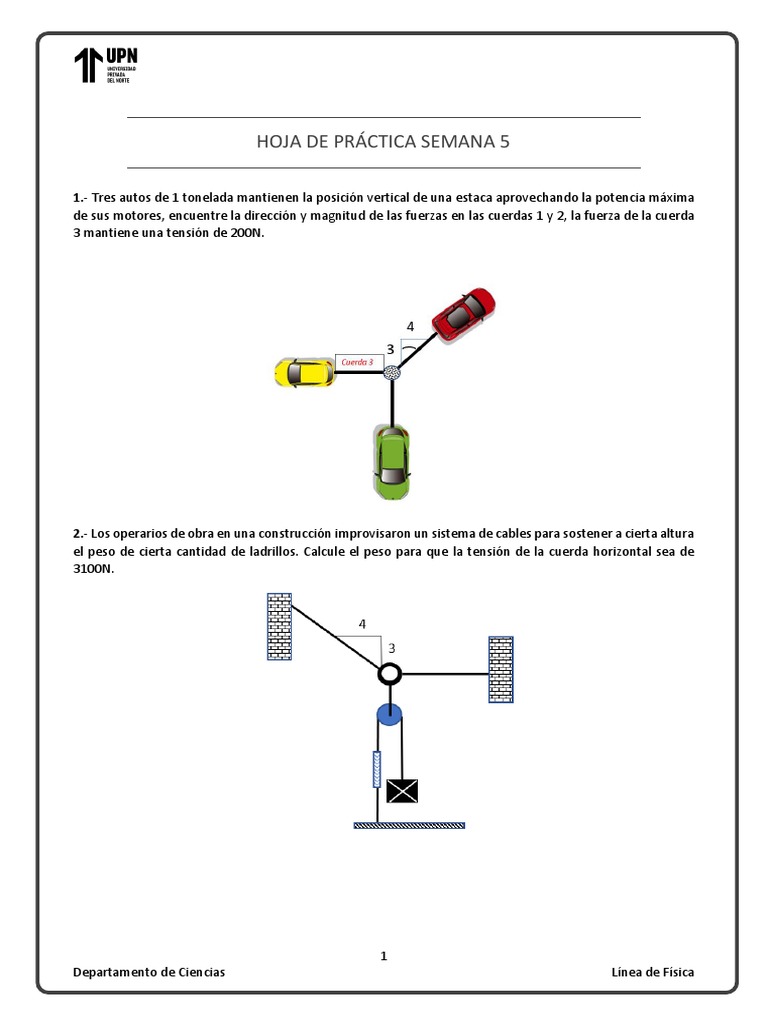 Hoja de Práctica Semana 5 | PDF | Tensión (Física) | Fuerza