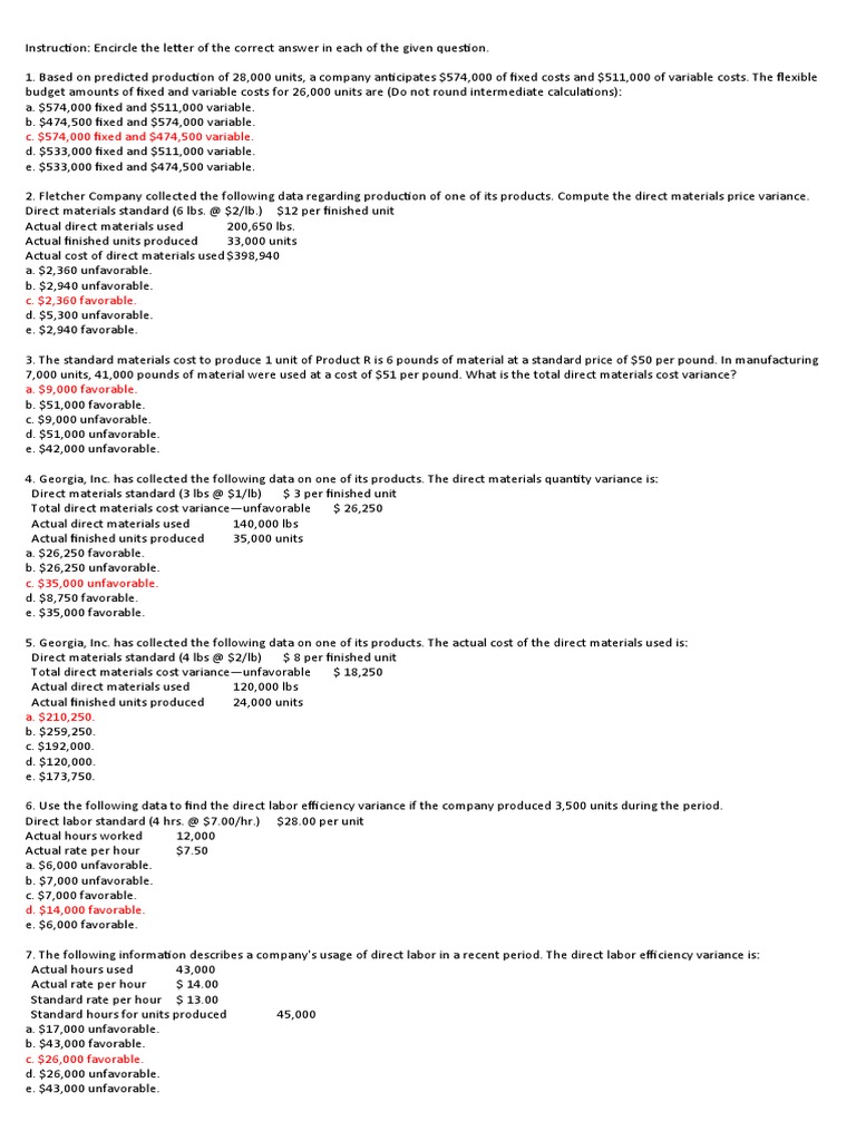 Manacc | PDF | Pound (Mass) | Variance