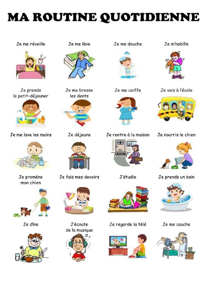 Ma routine quotidienne worksheet | PDF
