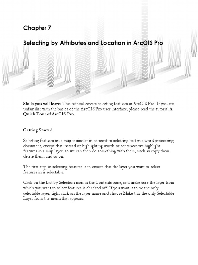 CH7 - Selecting Features ArcGIS Pro | PDF | Sql | Arc Gis