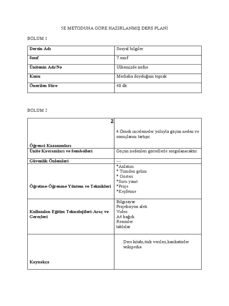 5E DERS PLANI | PDF