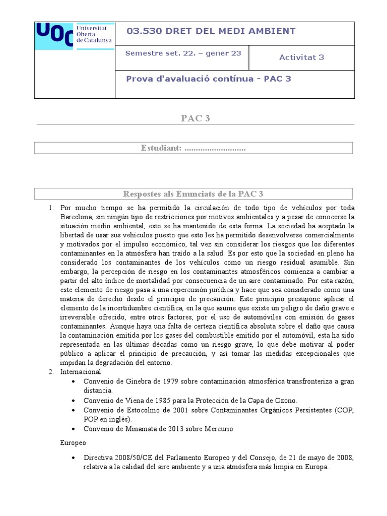 Práctica 3 Acerca de Los Derechos Del Medio Ambiente | Descargar gratis ...