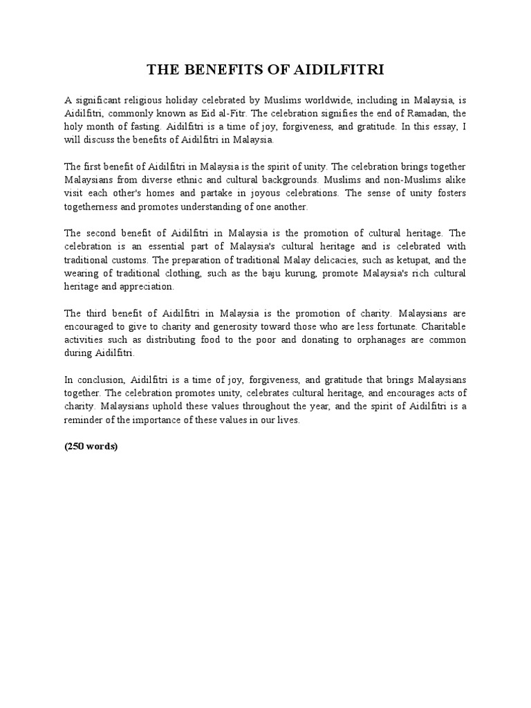 Benefits of Aidilfitri in Malaysia | PDF | Religion & Spirituality