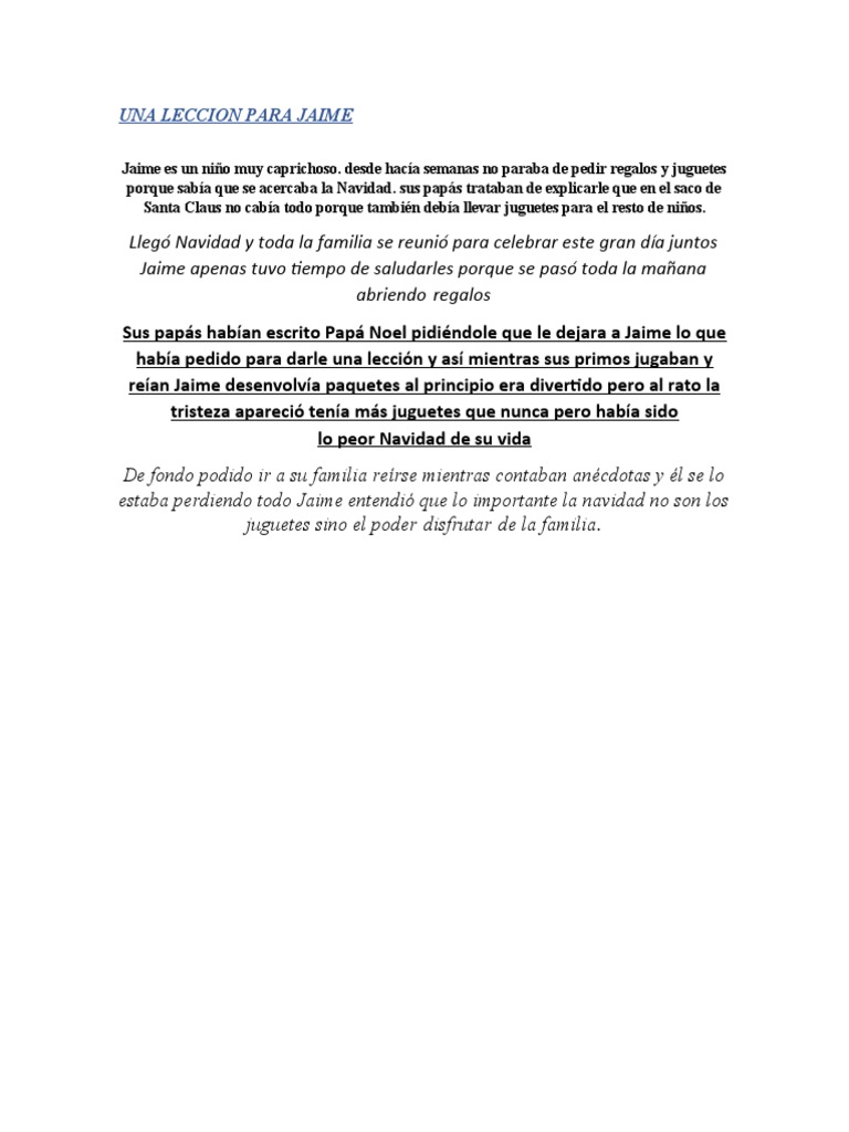 Lección de Navidad para Jaime | PDF