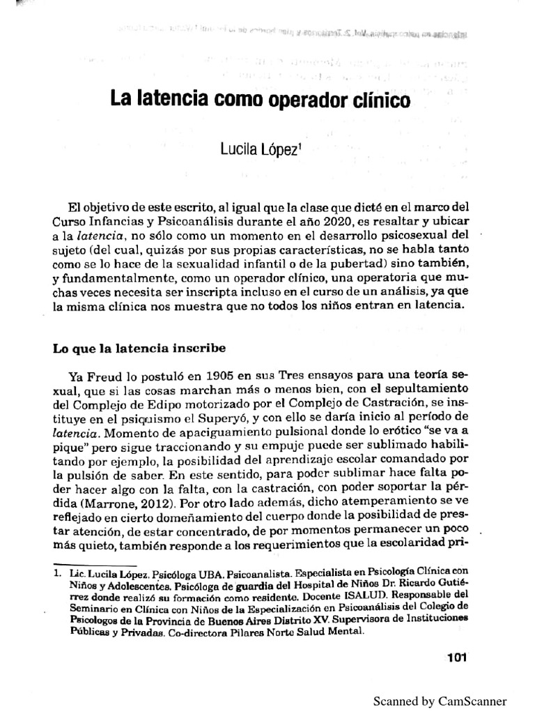Lucila Lopez - La Latencia Como Operador Clinico - 2022 | PDF