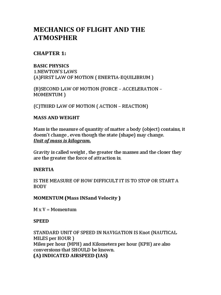 Mechanics of Flight and The Atmospher | PDF | Atmosphere Of Earth ...