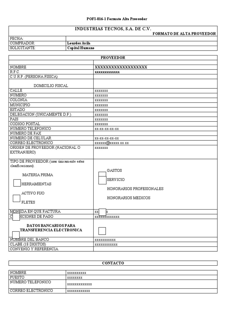 Formato Alta Proveedores - 2022 | PDF | Industrias de servicio