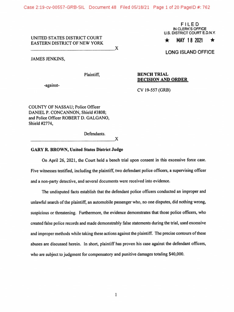 Bench Trial Decision and Order | PDF | Terry V. Ohio | Fourth Amendment ...