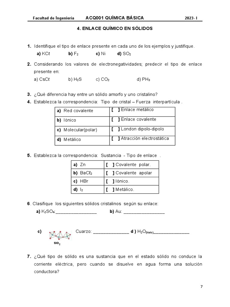ENLACE QUIìMICO EN SÓLIDOS | PDF | Polaridad química | Enlace químico