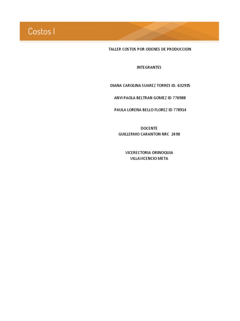 Taller Costos Por Procesos de Produccion | PDF | Factura | Inventario