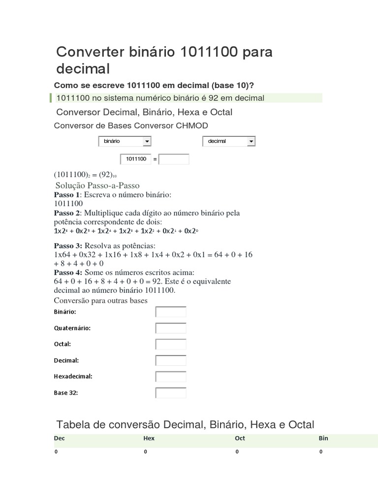 Converter Hexadecimal 9F para Octal e Binario | PDF | Convenções de ...