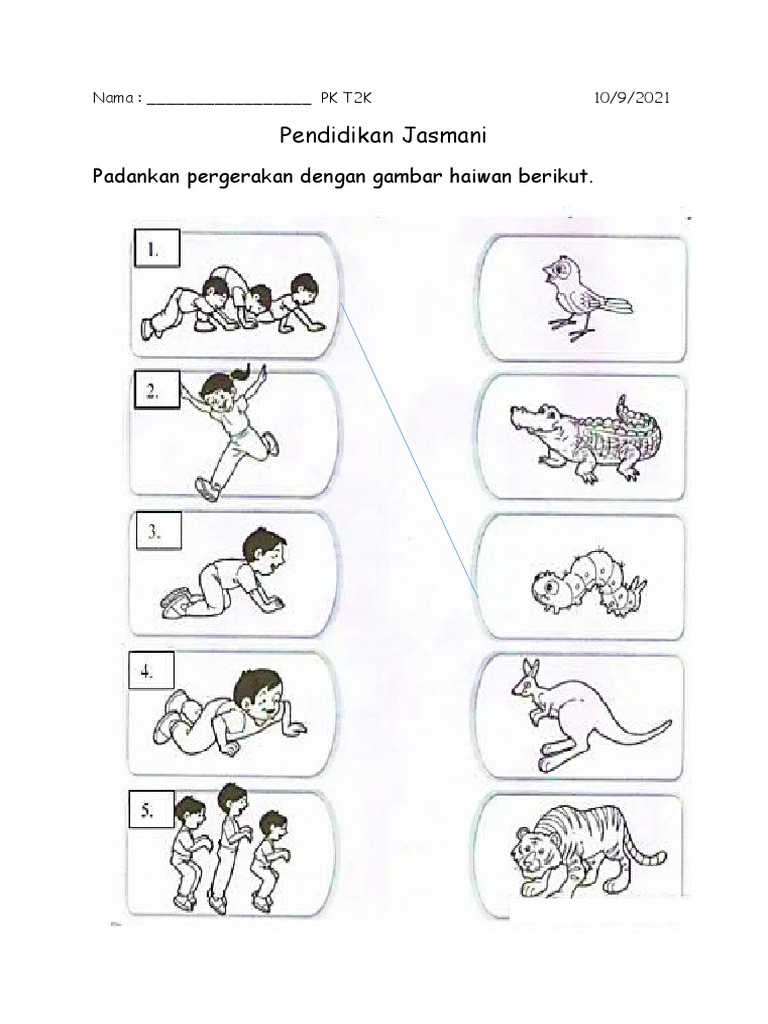 Pendidikan Jasmani: Padankan Pergerakan Dengan Gambar Haiwan Berikut | PDF
