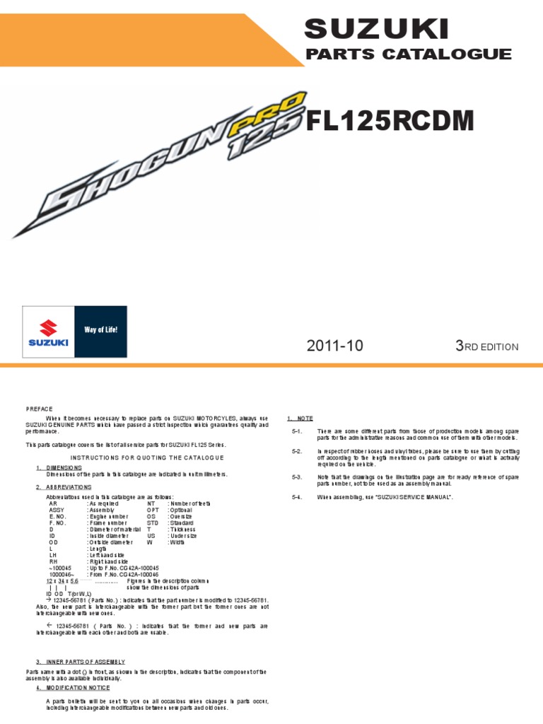 Suzuki FL125 Parts Guide | PDF | Vehicles | Land Vehicles
