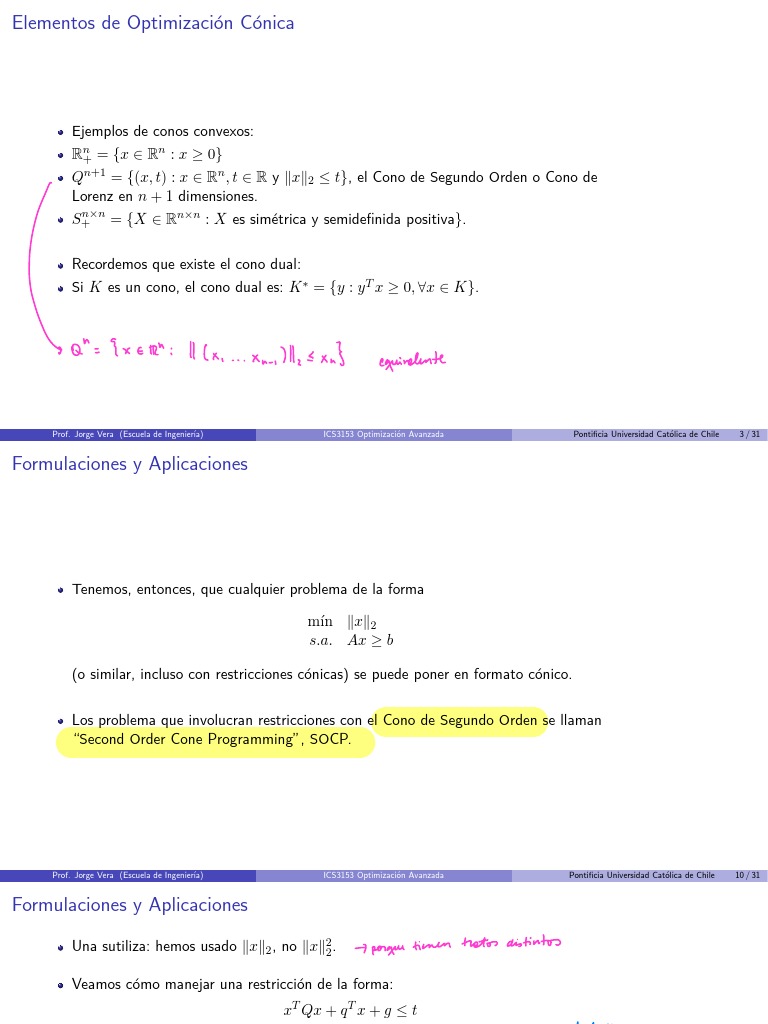 Optimización Cónica | PDF | Matemáticas Aplicadas | Optimización Matemática