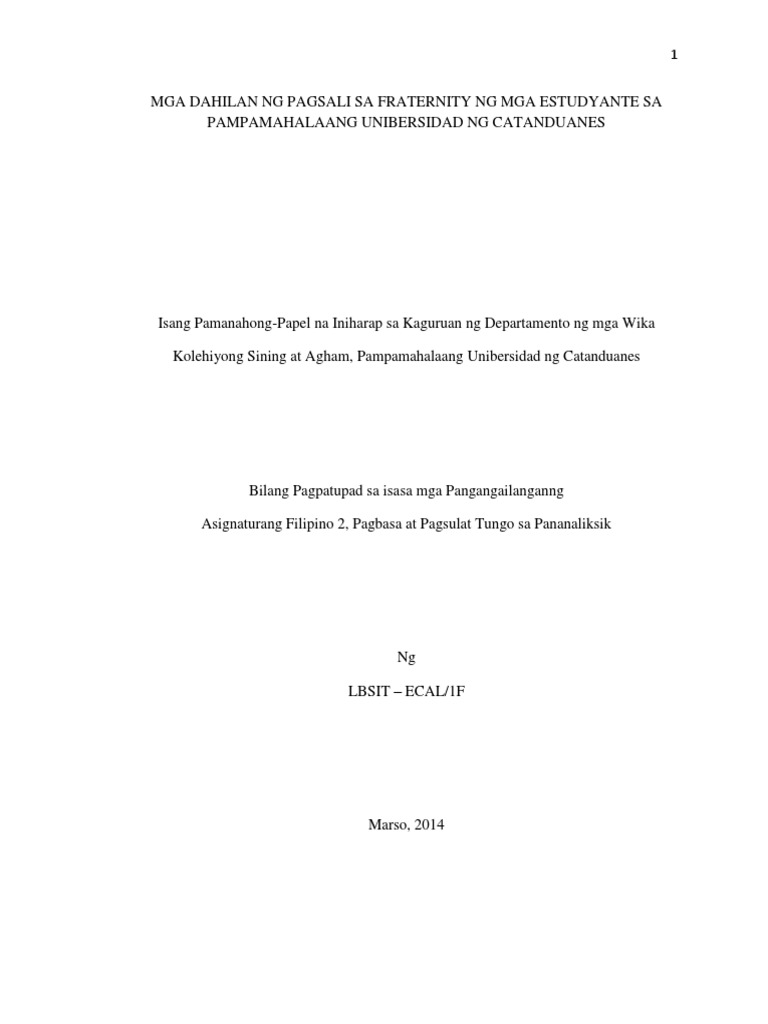 Research Paper Filipino 2 Mga Dahilan NG Pagsali Sa Fraternity NG Mga ... Research Paper Filipino 2 Mga Dahilan NG Pagsali Sa Fraternity NG Mga ...