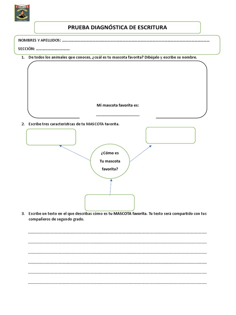 Evaluación Diagnóstica de Escritura 2do Grado 2023 | PDF | Juegos y ...