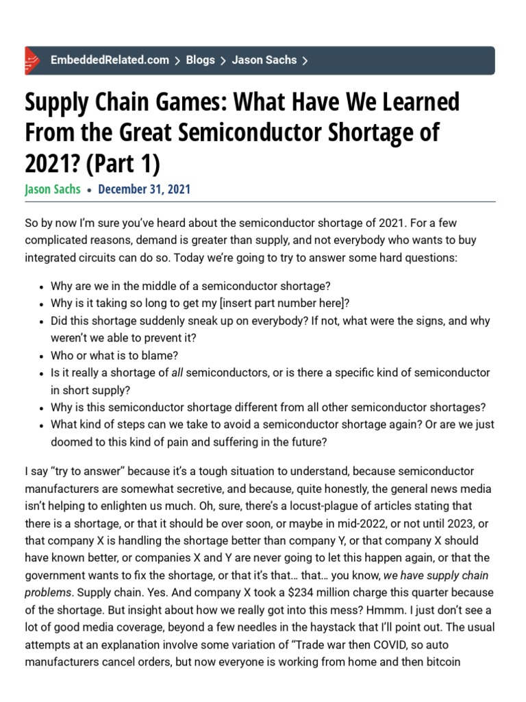 Supply Chain Game Part 1 | PDF | General Motors | Semiconductor Device ...
