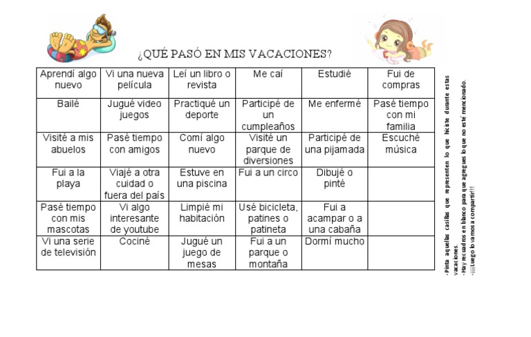 Qué Pasó en Mis Vacaciones | PDF