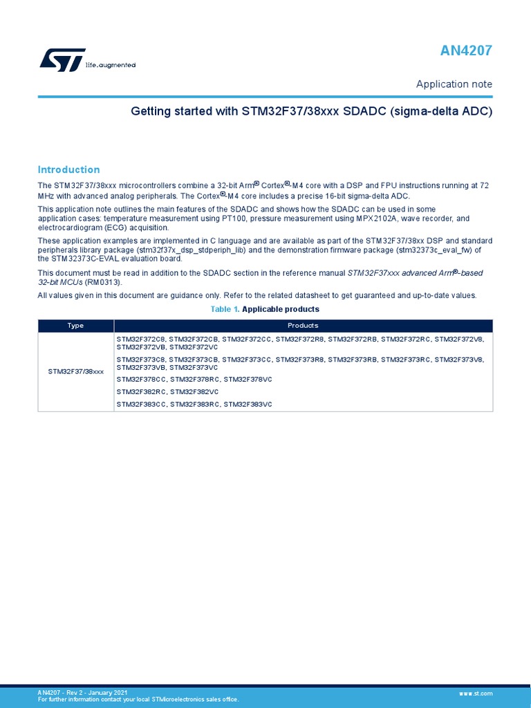Getting Started With STM32F37/38xxx SDADC (Sigma-Delta ADC) : Application Note | PDF | Analog To ...