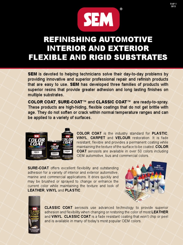 Refinishing Automotive Interior and Exterior Flexible and Rigid ...