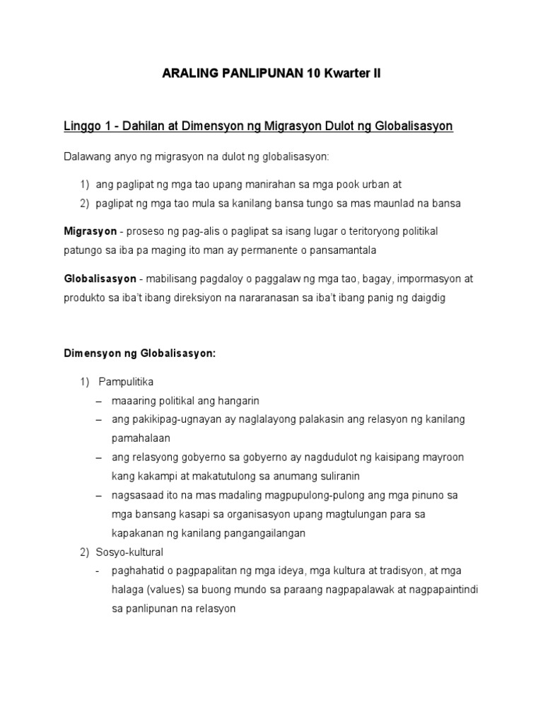AP 10 Quarter 2 Reviewer | PDF