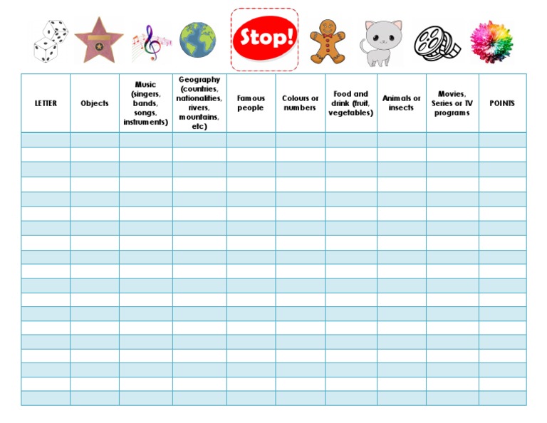 Stop Game Tutti Frutti | PDF