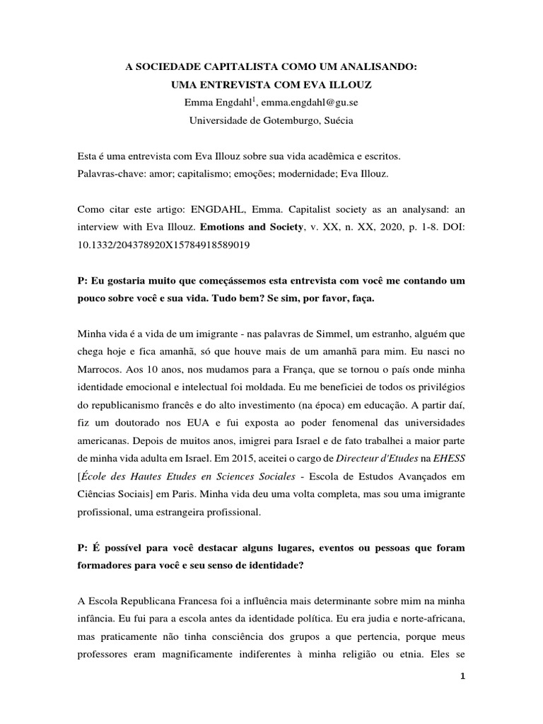 ENGDAHL, Emma. A Sociedade Capitalista Como Um Analisando - Uma ...