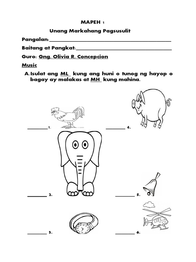 MAPEH 1st Markahang Pagsusulit | PDF