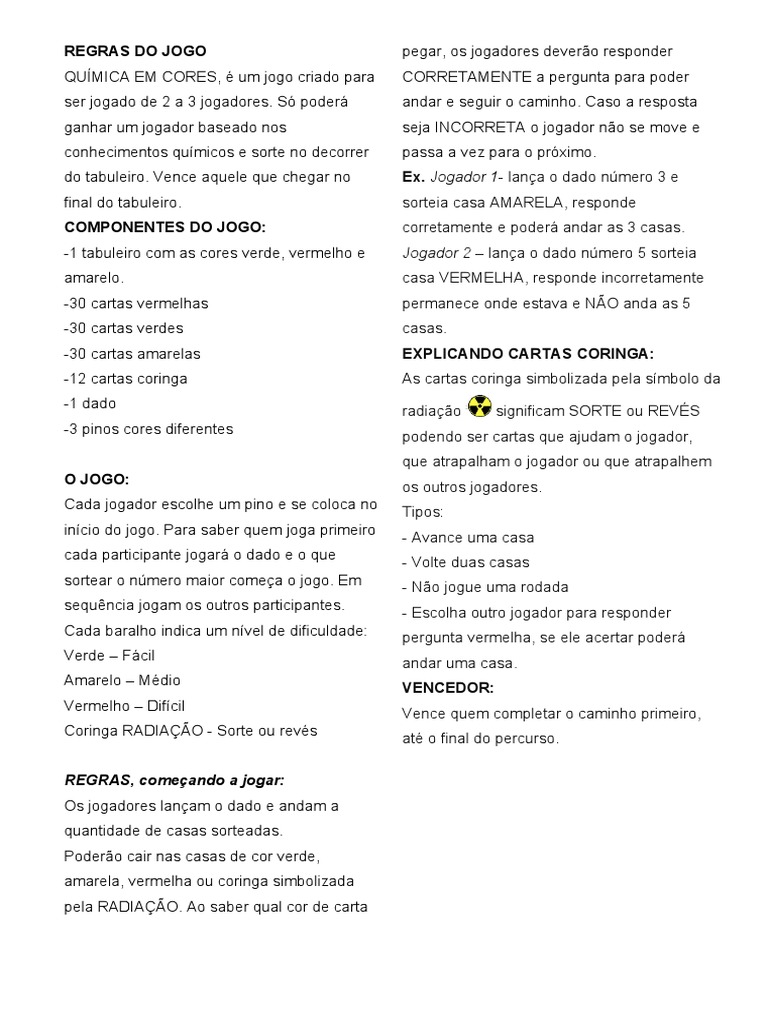 Regras Do Jogo | PDF | Cor | Vermelho