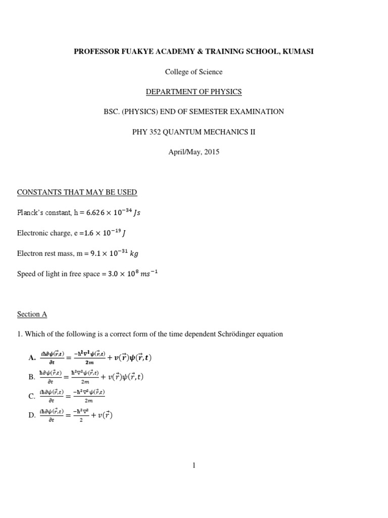 Quantum Mechanics II Exam Review | PDF | Electron | Atomic Orbital