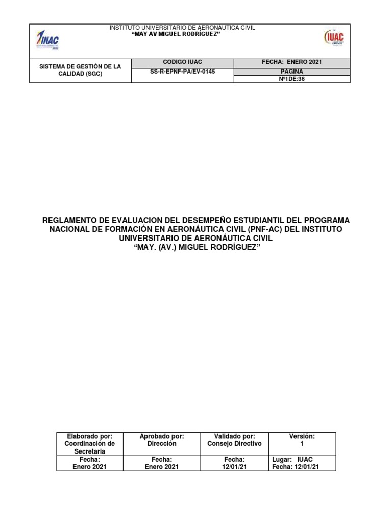 Reglamento de Evaluacion y Rendimiento Estudiantil PNF | PDF | Evaluación | Plan de estudios