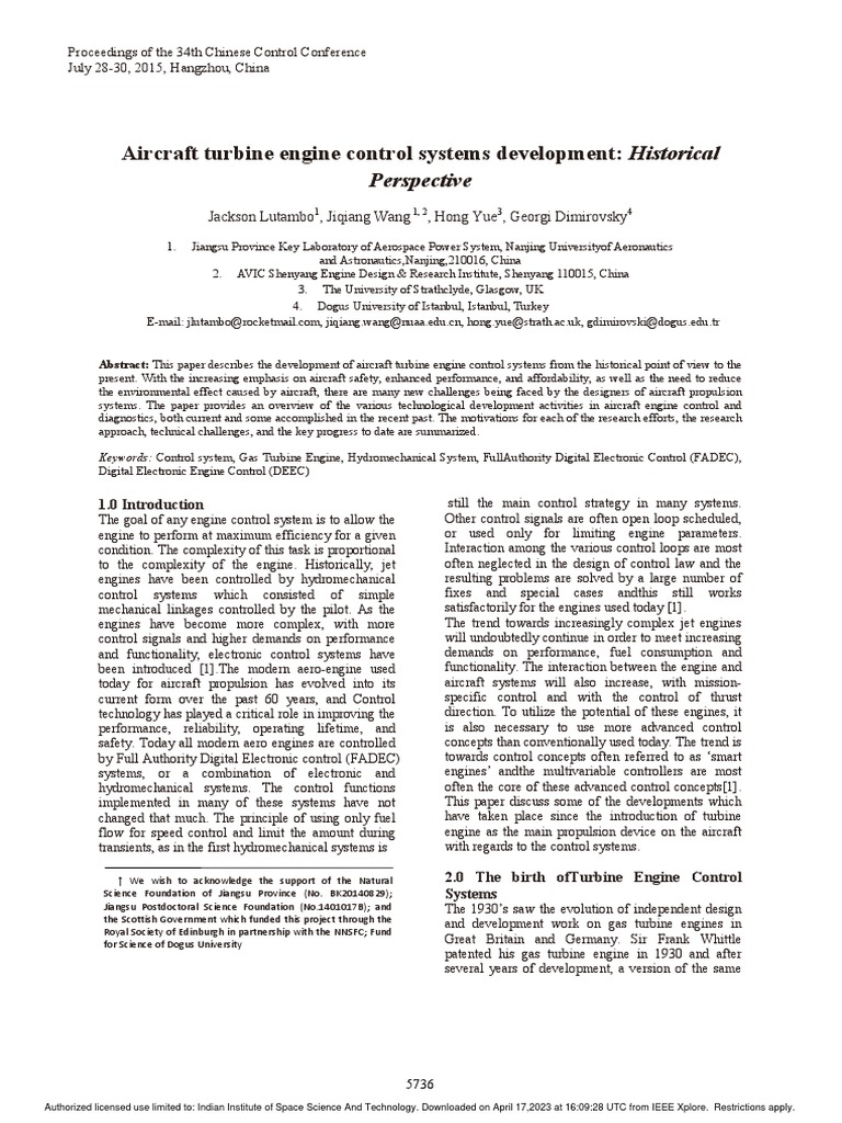 Aircraft Turbine Engine Control Systems Development Historical ...