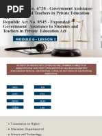 Republic Act No. 6728 Amended by RA 8545 | PDF | Private School ...