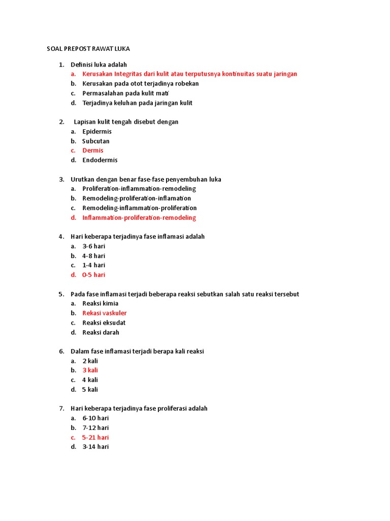 Soal Prepost Rawat Luka | PDF