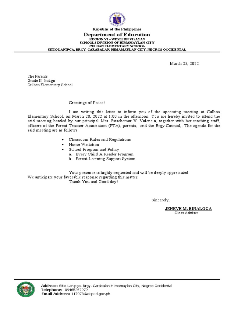 COMMUNICATION LETTER | PDF